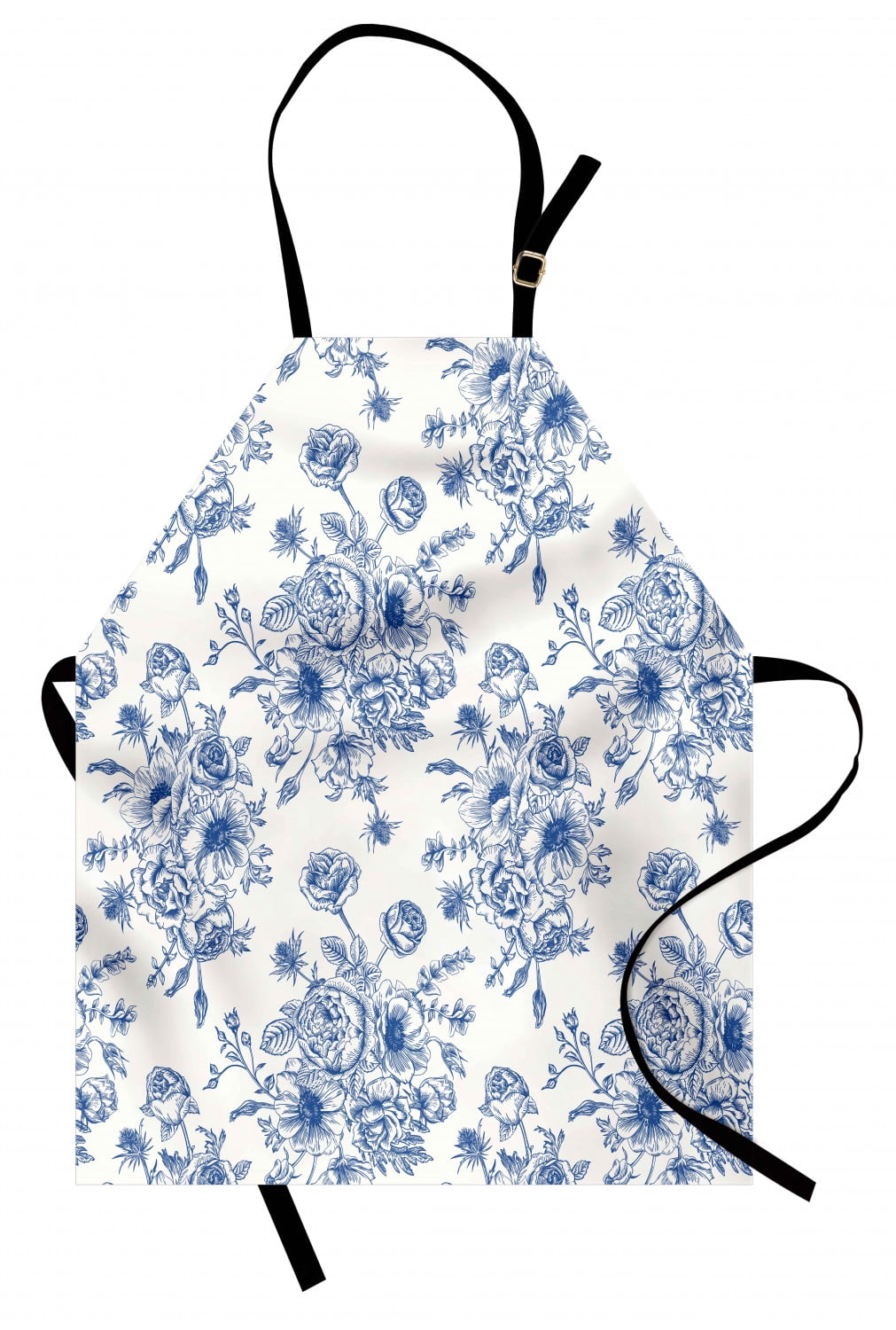 Anemone Flower Apron Floral Pattern with Bouquet of Blue Flowers ...