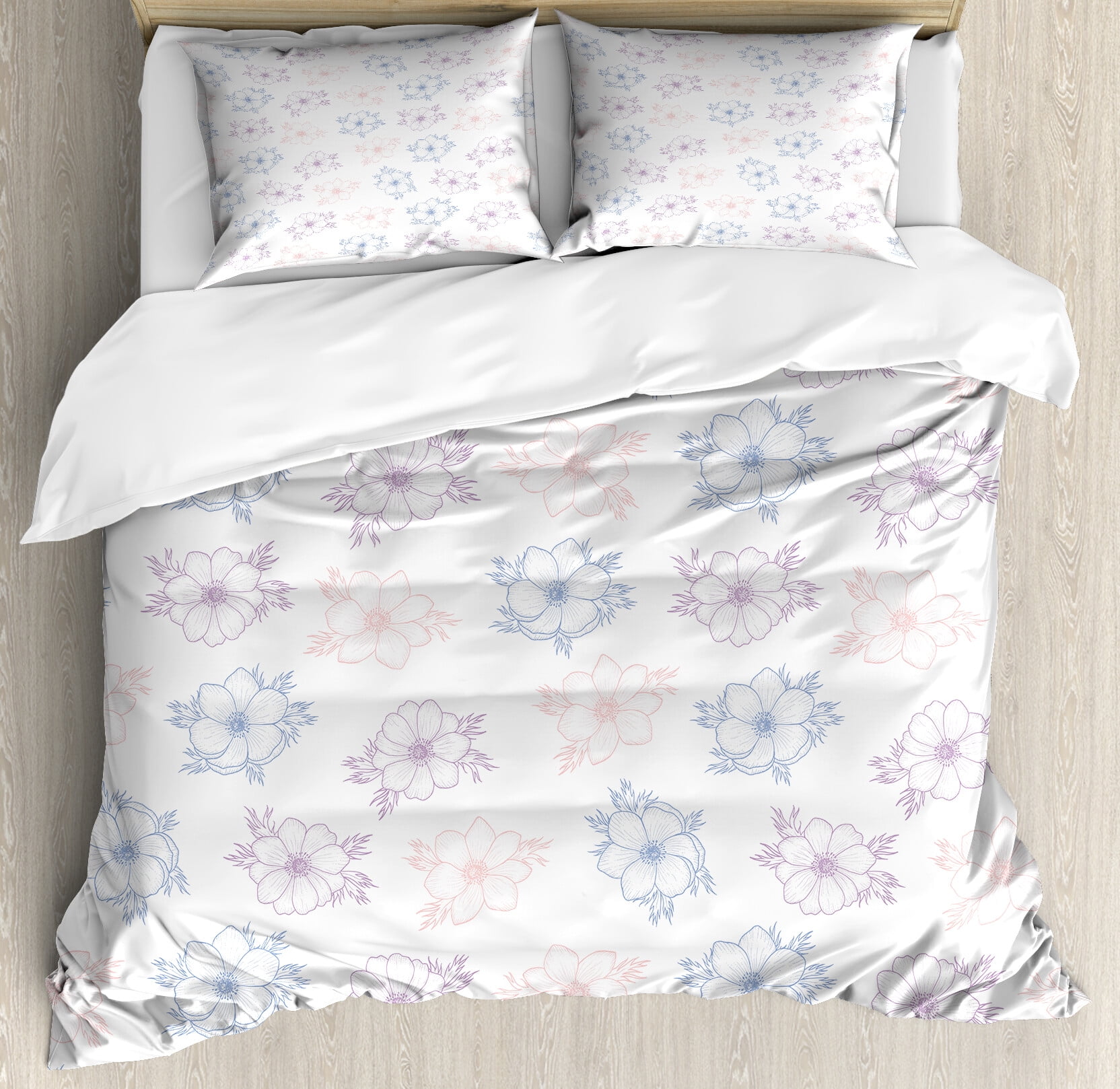 Anemone Flower Duvet Cover Set, Bridal Corsage Design Garden Bedding ...