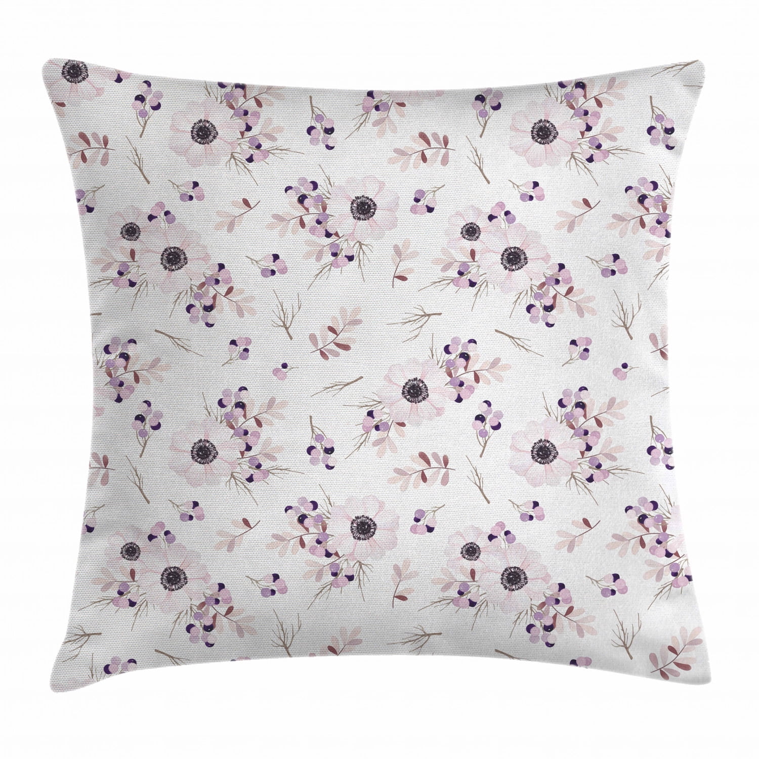 Anemone Flower Throw Pillow Cushion Cover, Shabby Chic Spring Pattern ...