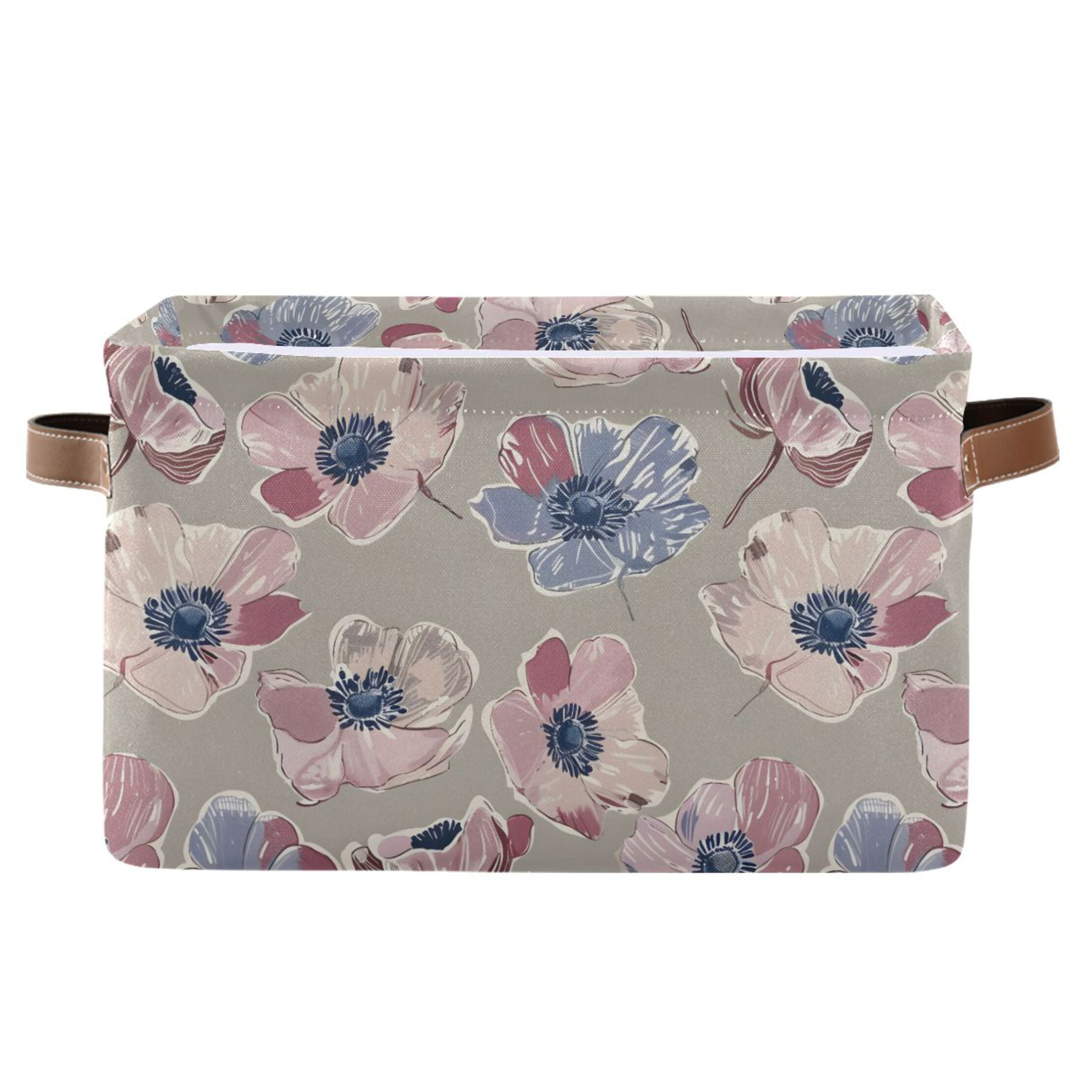 Anemone Flowers Storage Bins with Handle Fabric Organizer Basket ...