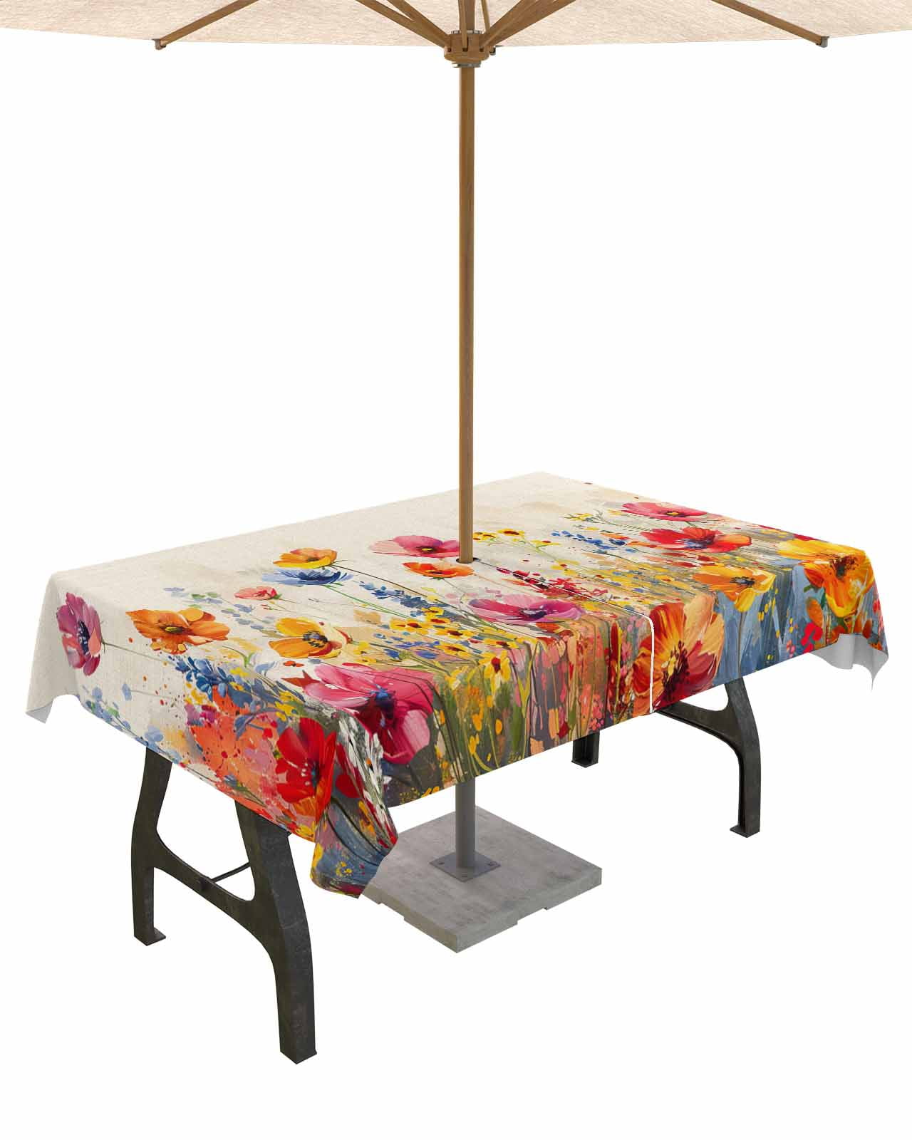 Anemone Retro Oil Painting Art Rectangle Tablecloth with Zipper ...