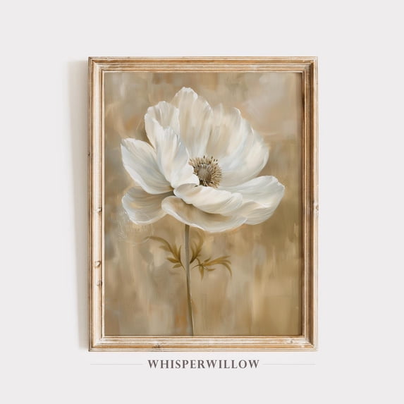 Anemone Soft White Bloom, able, Vintage Floral Art, Botanical Romantic ...