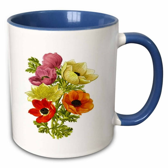 3drose, Anemone Windflower Botanical Art Vector Cut Out, 11oz Two-tone ...