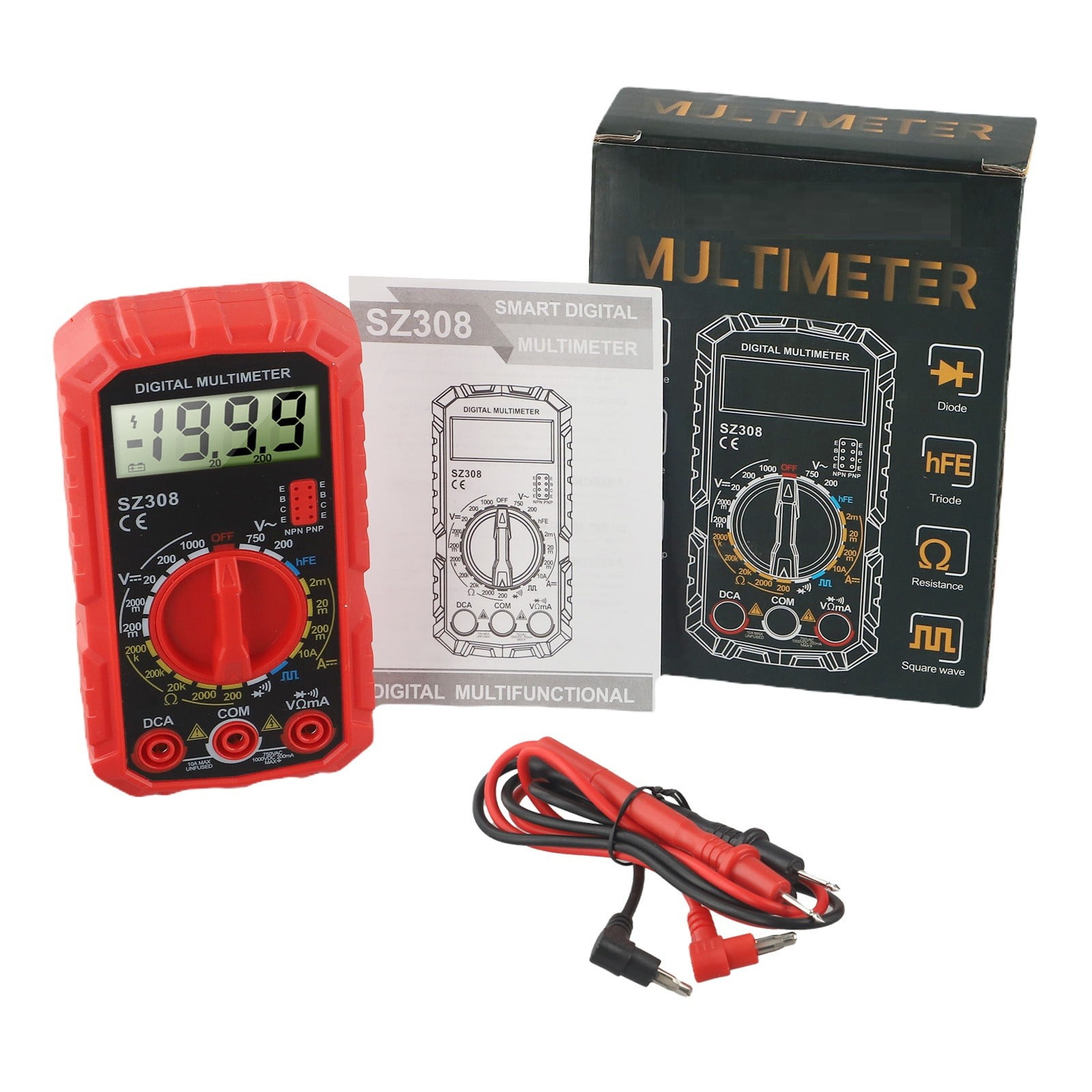 Anengs Sz308 Square Wave Digital Multimeter 1999 Counts Hfe Triode ...