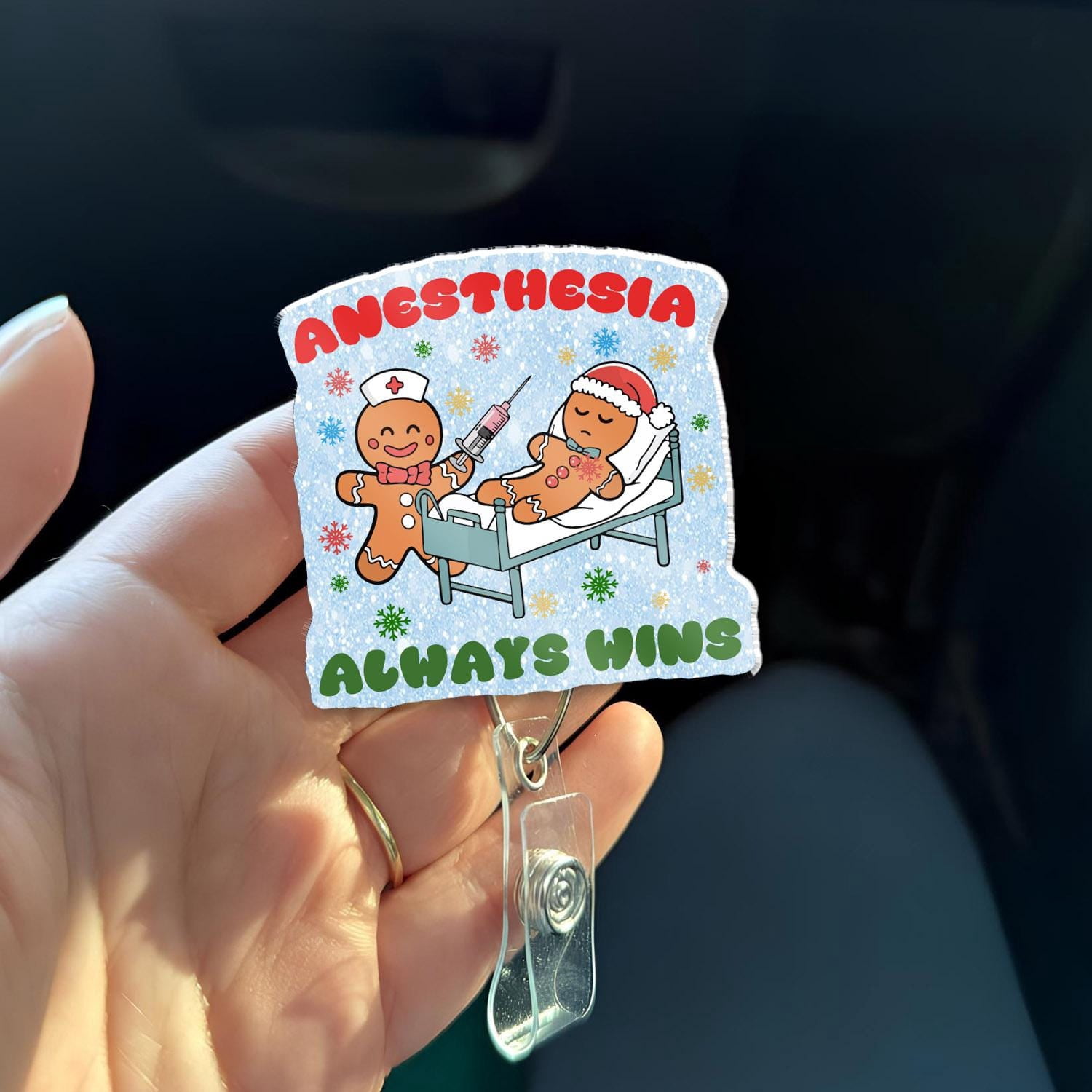 Anesthesia Badge Reel – Anesthesia Always Wins – Gingerbread Christmas ...