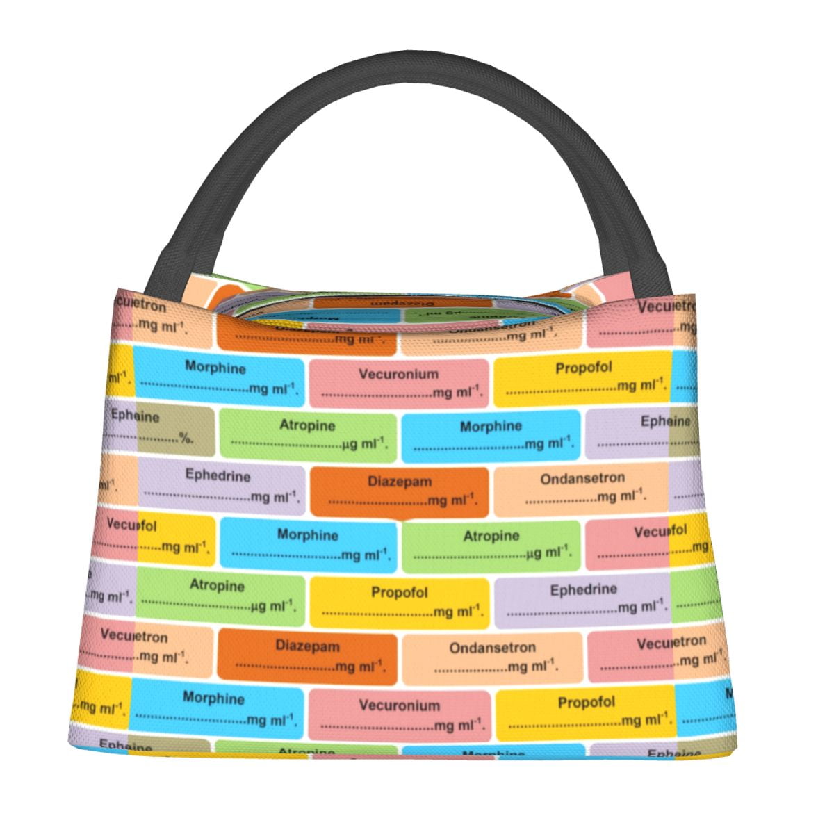 Anesthesia Drug Label Pattern Lunch Bag Doctor Cute Lunch Box For ...
