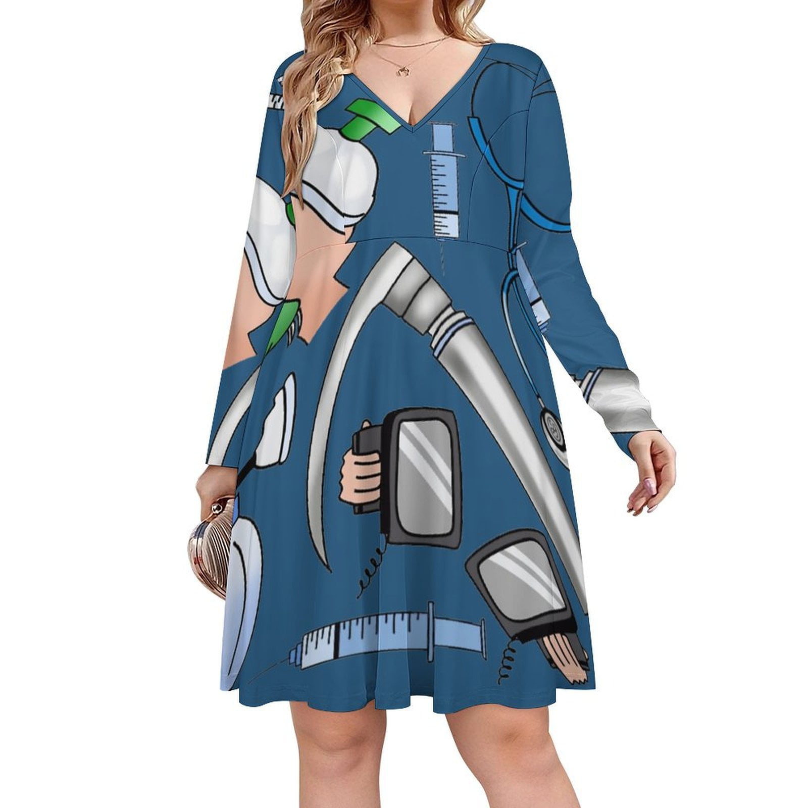 Anesthesia Long Sleeve Dresses For Women Vintage Elegant Party Dress ...