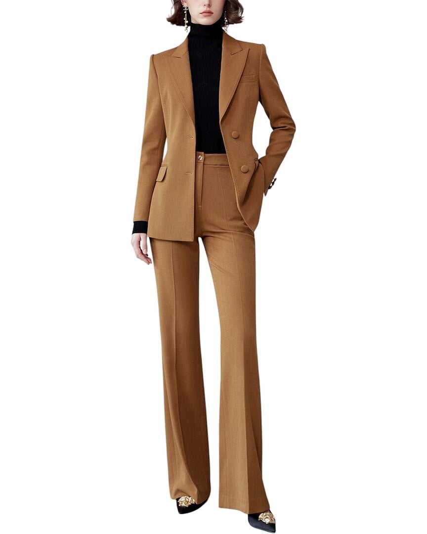 Anette Womens 2pc Wool Blend Jacket And Pant Set 0