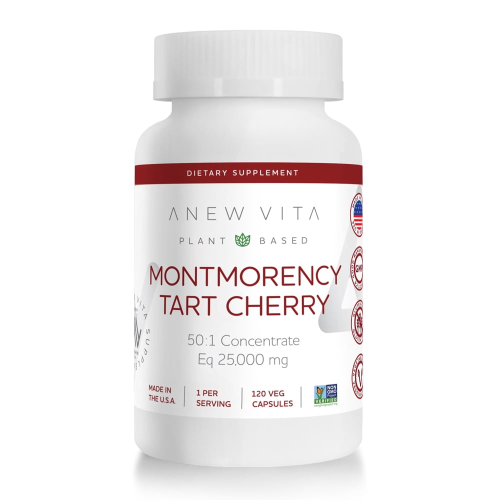 Anew Vita Tart Cherry Extract | 25,000mg | 120 Veggie Capsules | Gluten ...