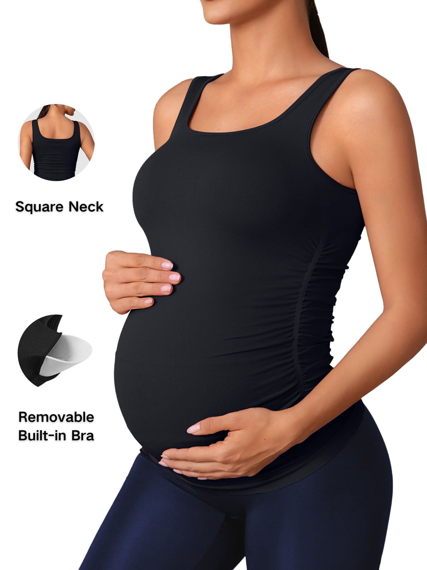 Anferry Maternity Tank Tops Seamless Square Neck Yoga Tops Sleeveless ...