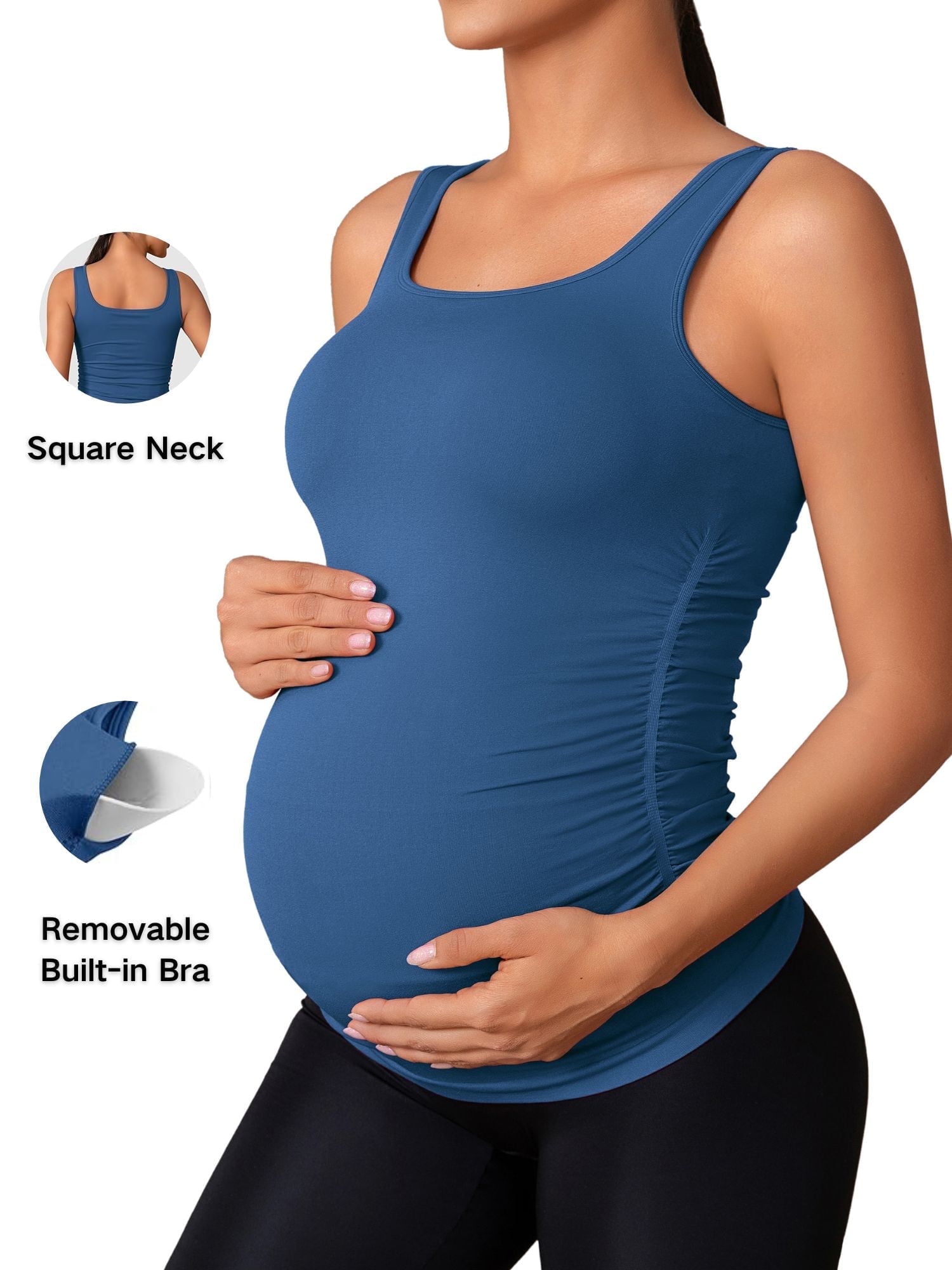 Anferry Maternity Tank Tops Seamless Square Neck Yoga Tops Sleeveless ...