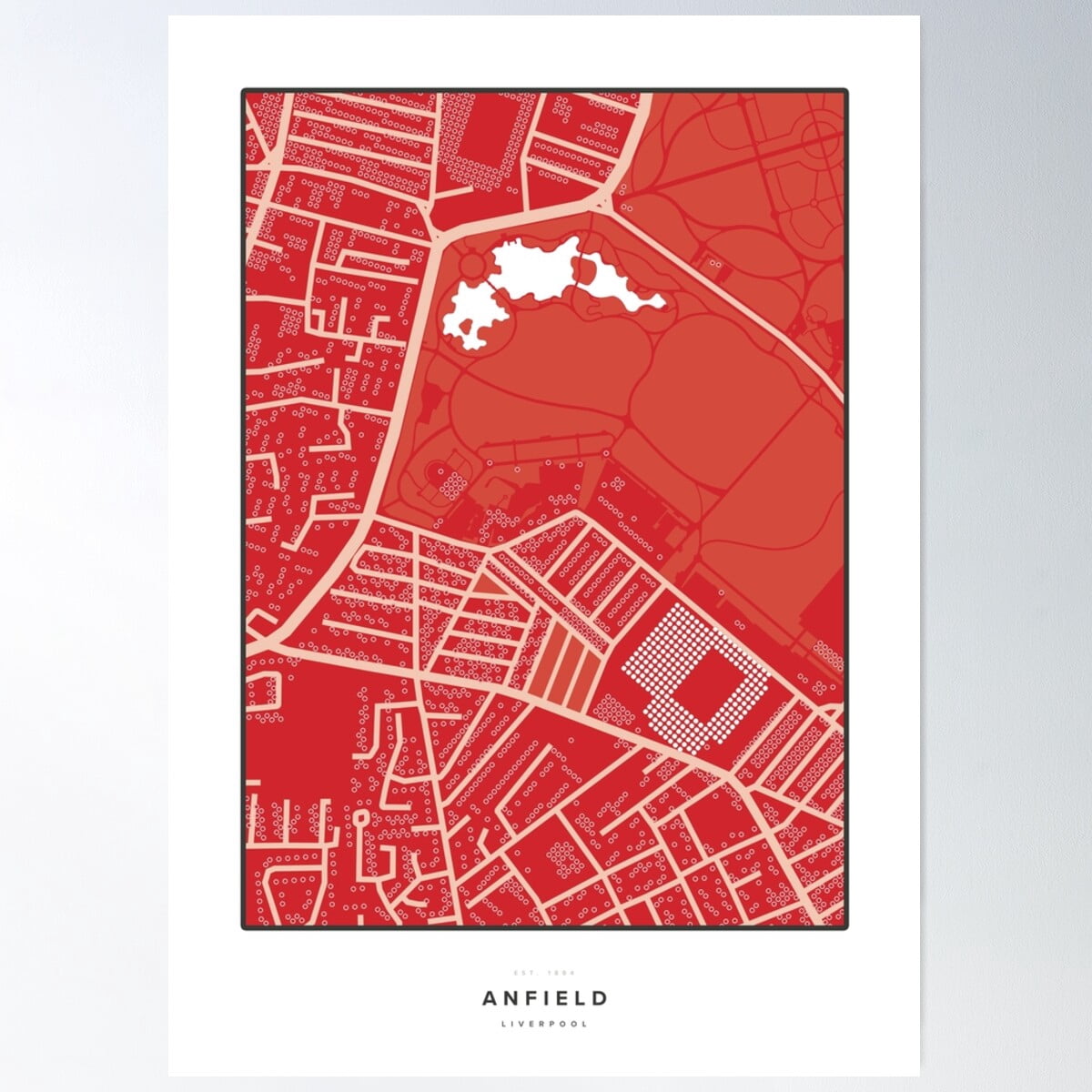 Anfield Stadium Dotted Map - Liverpool Football Club Poster Wall Art ...
