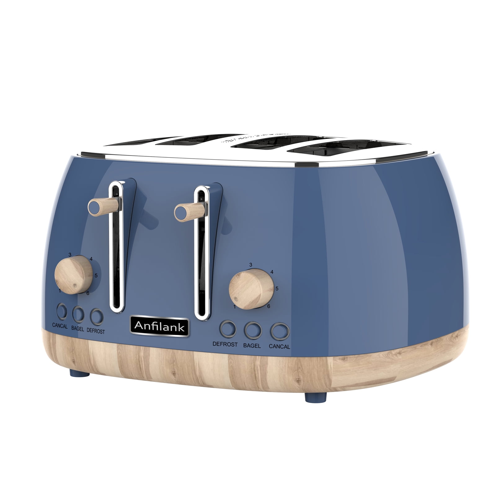 ANFILANK 4-Slice Retro Stainless Steel Toaster with Extra Wide Slots ...