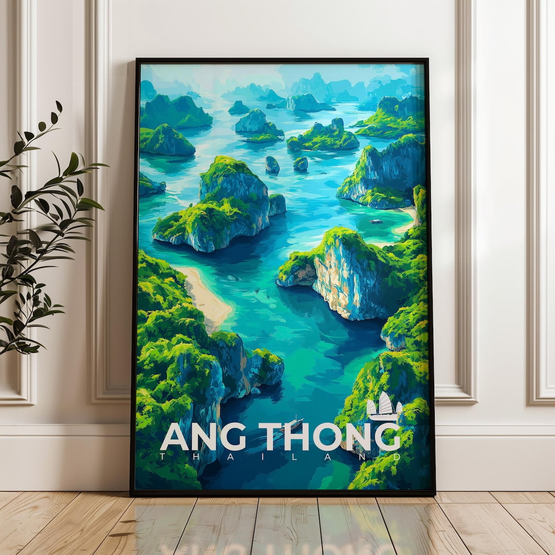 Ang Thong Travel Poster - Thailand Wall Art Print, Tropical ...