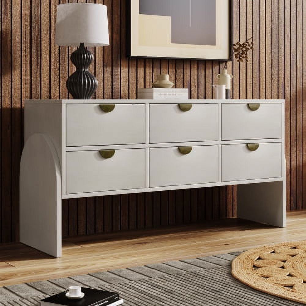 AngLink Retro Style Rubber Wood Venner Three-Drawer Dresser Sideboard ...