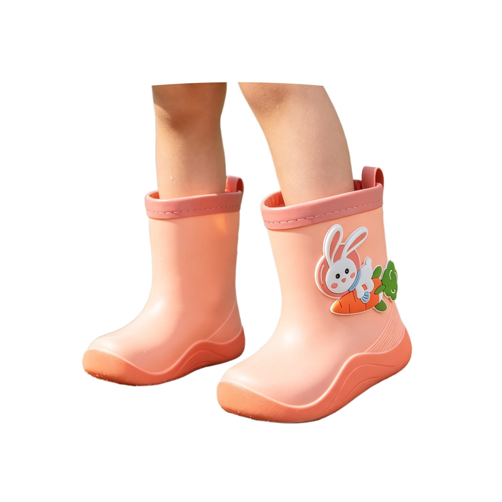 Angala Baby Rain Boots Mid Calf Cartoon Bunny Appliques Waterproof Cute ...
