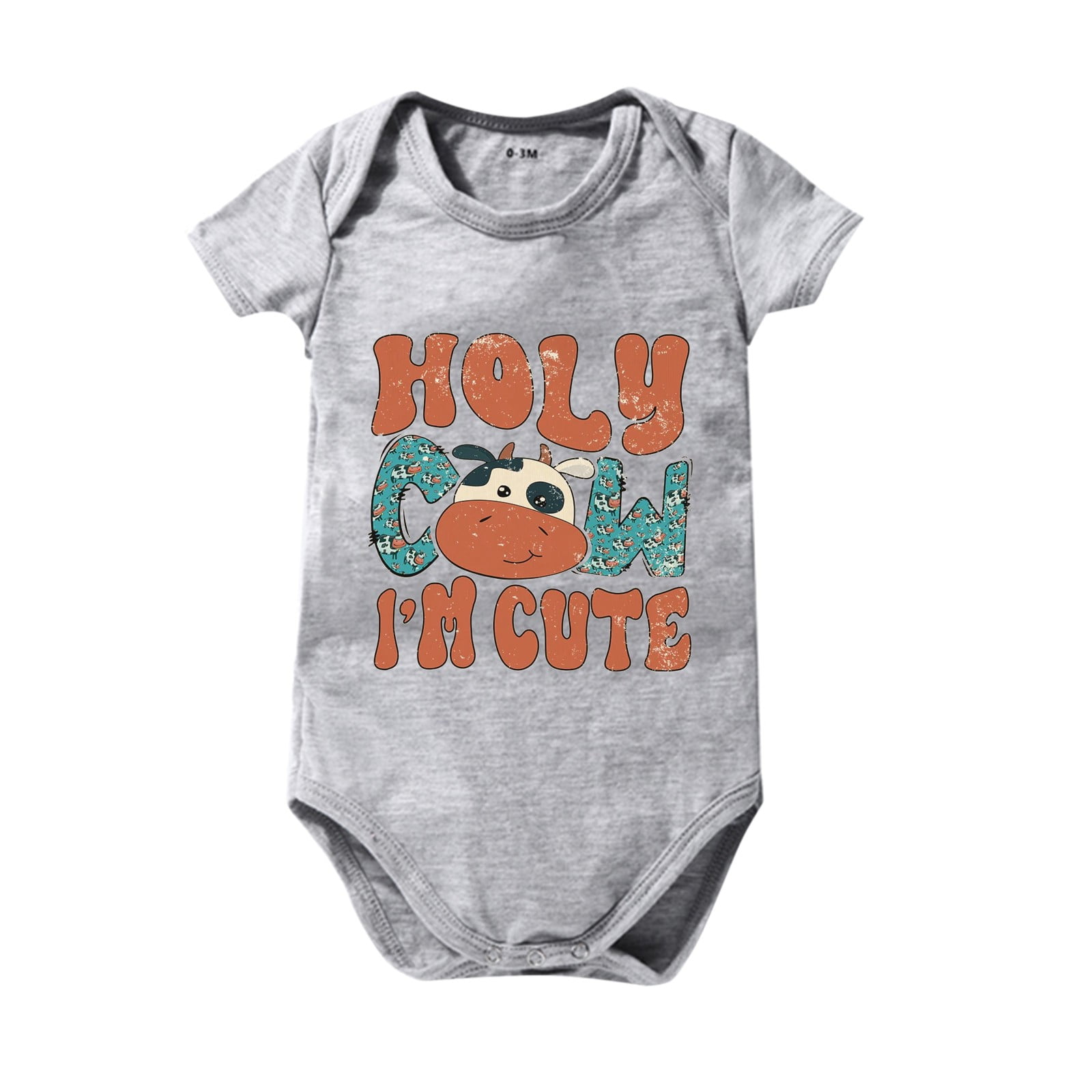Angala Boys And Girls HOLY COW IM CUTE Cartoon Print Short Sleeved ...