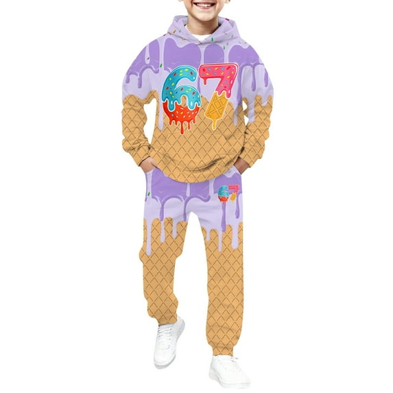 Angala Boys Ice Print Sweatsuit 2Pcs Clothing Sets Cute Preppy Ice ...