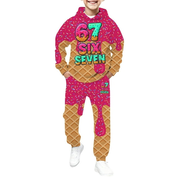 Angala Boys Ice Print Sweatsuit 2Pcs Clothing Sets Cute Preppy Ice ...