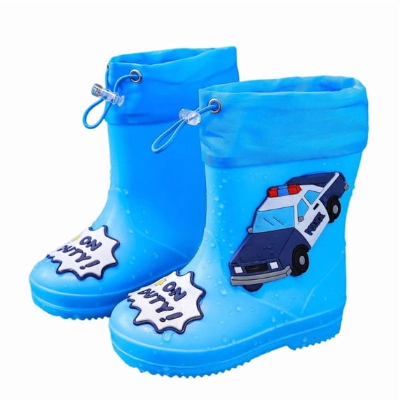 Angala Boys Rain Boots Mid Calf Cartoon Print Waterproof Kawaii ...