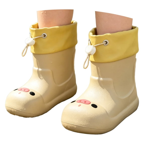 Angala Boys Rain Boots Mid Calf Cartoon Print Waterproof Lightweight ...