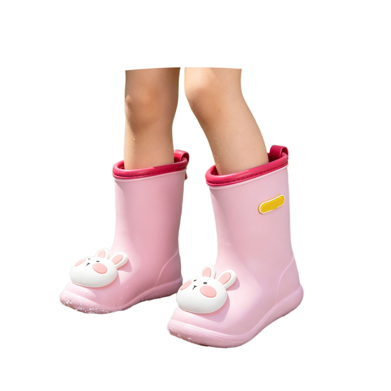 Angala Boys Rain Boots Mid Calf Cartoon Rabbit Appliques Waterproof ...