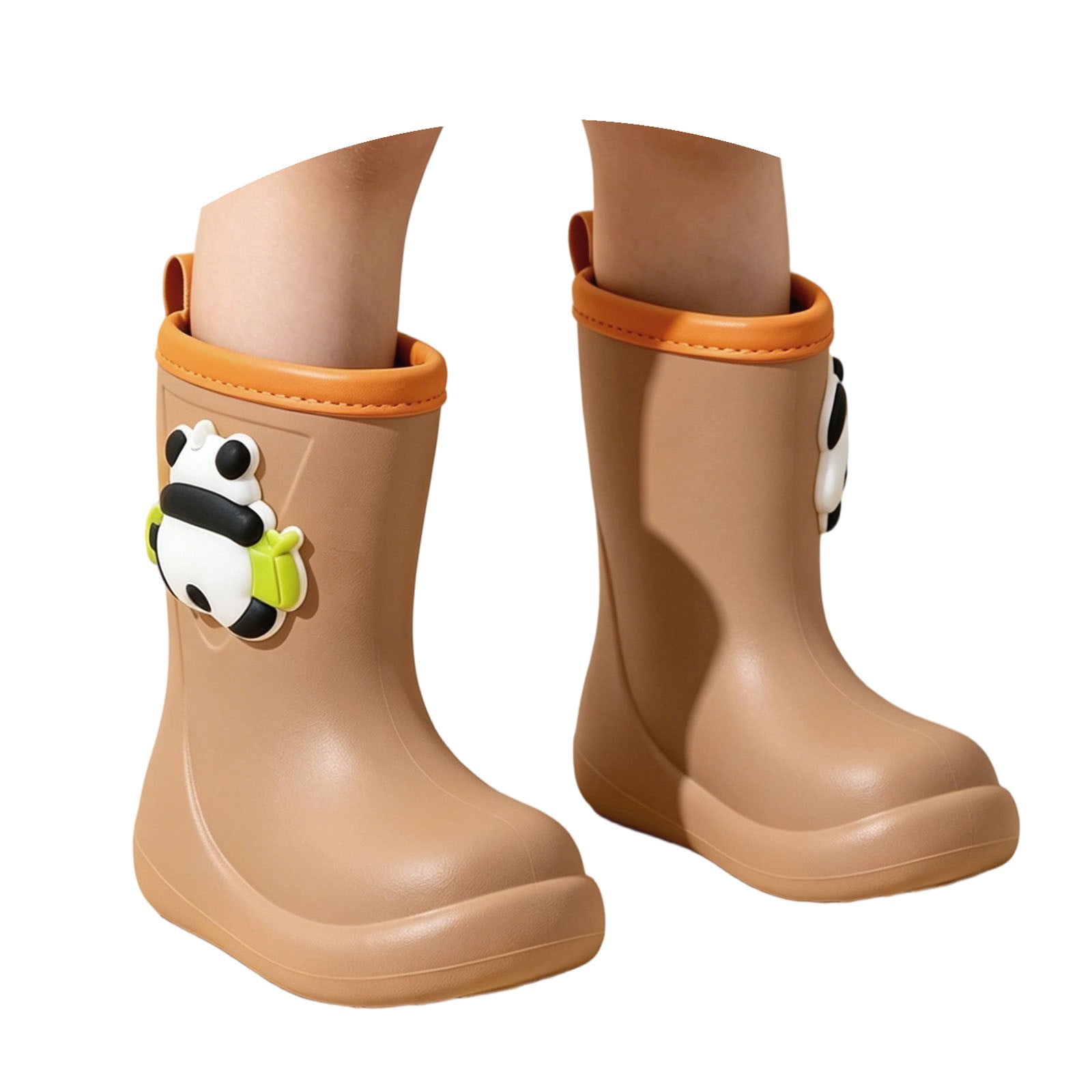 Angala Boys Rain Boots Mid Calf Panda Appliques Waterproof Kawaii ...