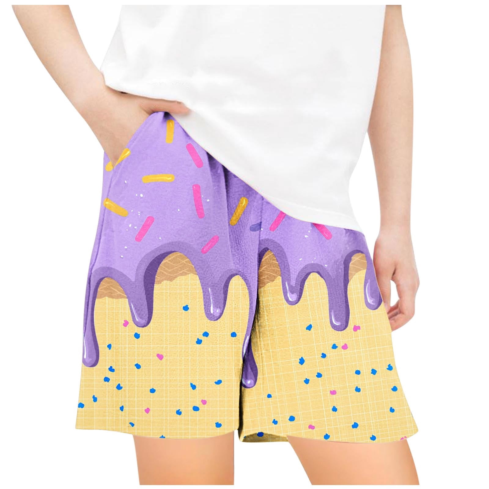 Angala Boys Shorts Ice Cream Print Elastic Waist Shorts Summer Cute ...