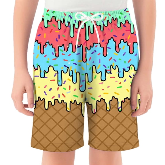 Angala Boys Shorts Ice Cream Print Shorts Elastic Waist Summer Fashion ...
