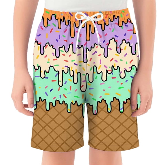 Angala Boys Shorts Ice Cream Print Shorts Elastic Waist Summer Fashion ...