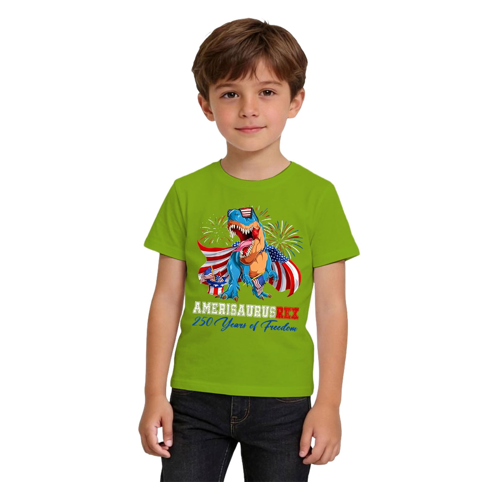 Angala Boys Tees Short Sleeve Crew Neck Dinosaur Print Summer ...