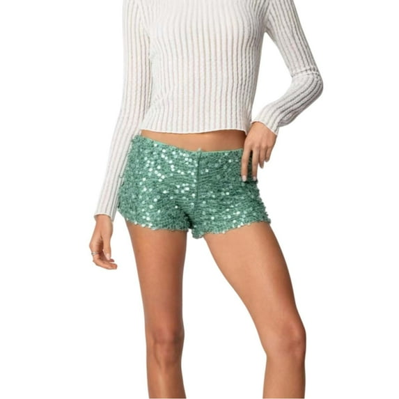 Angala Carnival Bodycon Shorts High Glitter Sequins Stretchy Butt ...