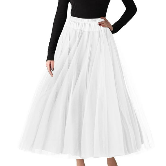 Angala Carnival Tulle Skirt Women Midi Retro Skirt High Waist Skirt ...