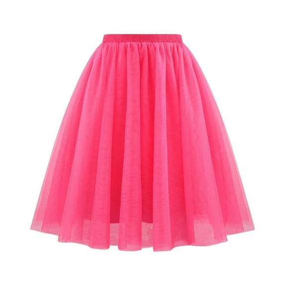Angala Carnival Waist Pleated Mesh Skirt Soft Drape Mid Length Skirt ...