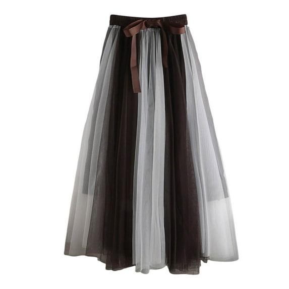 Angala Carnival Women's A Line Tulle Party Dinner Skirt Brown Stretchy ...