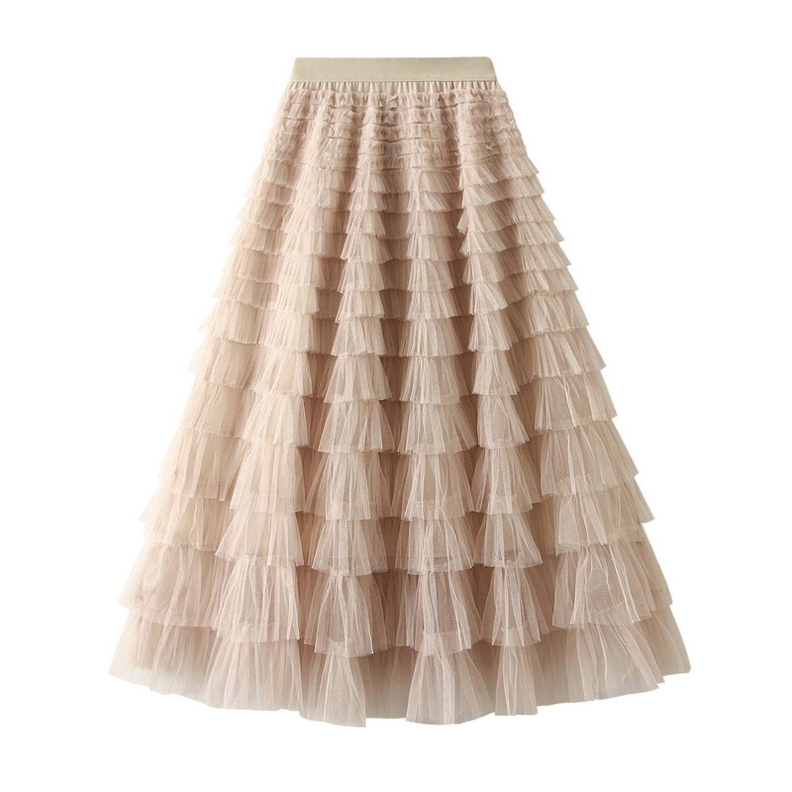 Angala Carnival Women's A Line Pleated Skirt Long Skirt Ruffle Mesh ...
