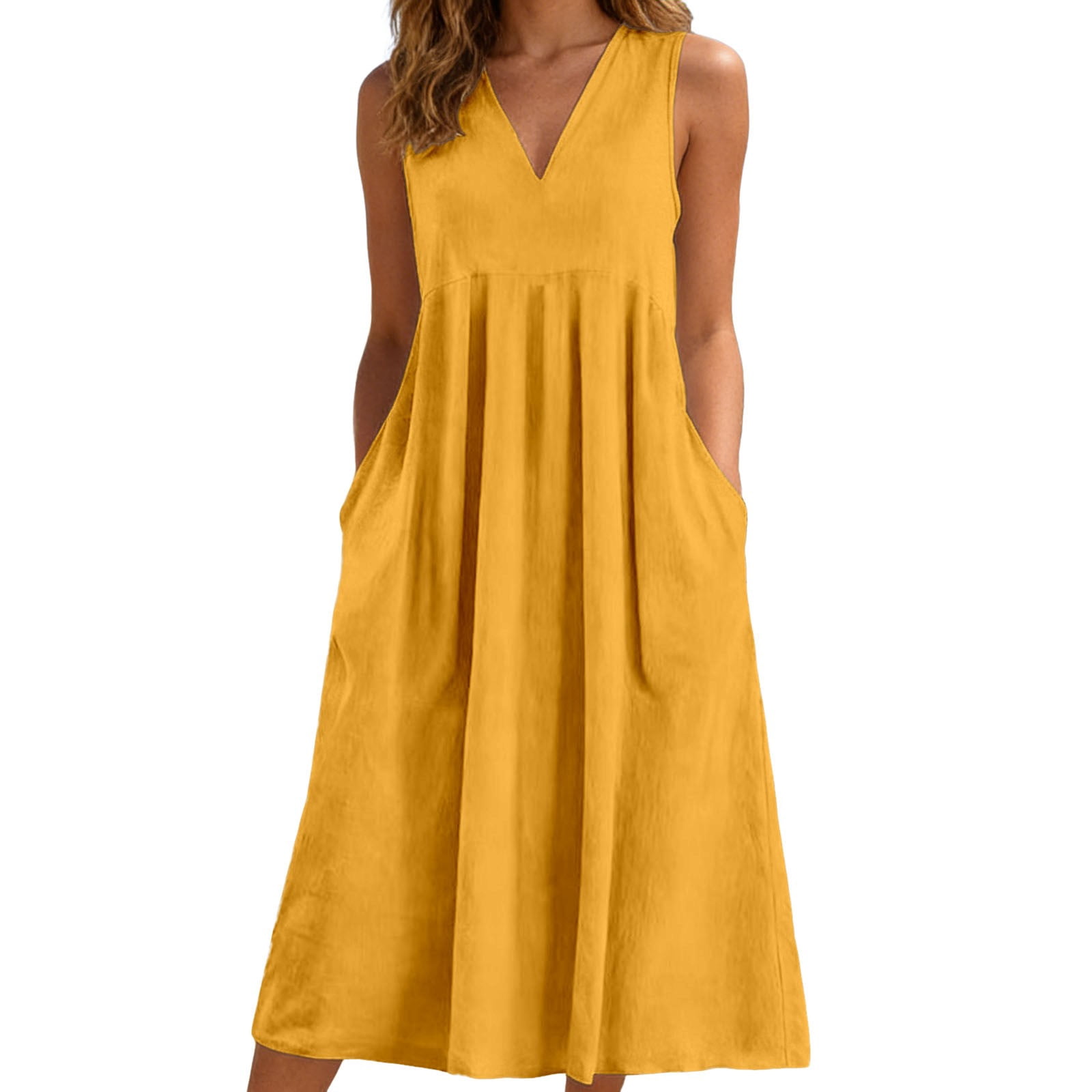 Angala Casual Women Dresses V Neck A Line Cropped Dresses Solid ...