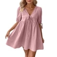Angala Casual Women Dresses V Neck A Line Mini Dresses Solid Short ...