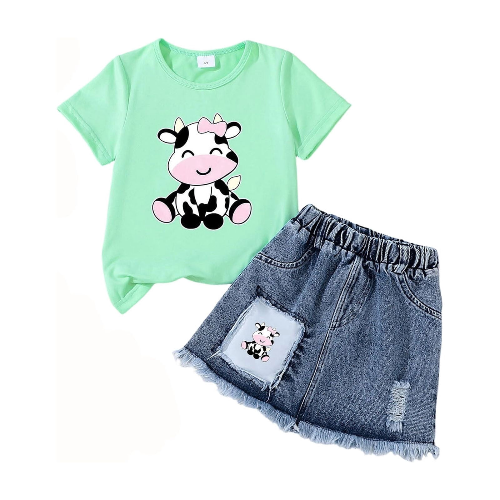Angala Child Clothes Sets Crew Neck Short Sleeve Cartoon Print Tops ...
