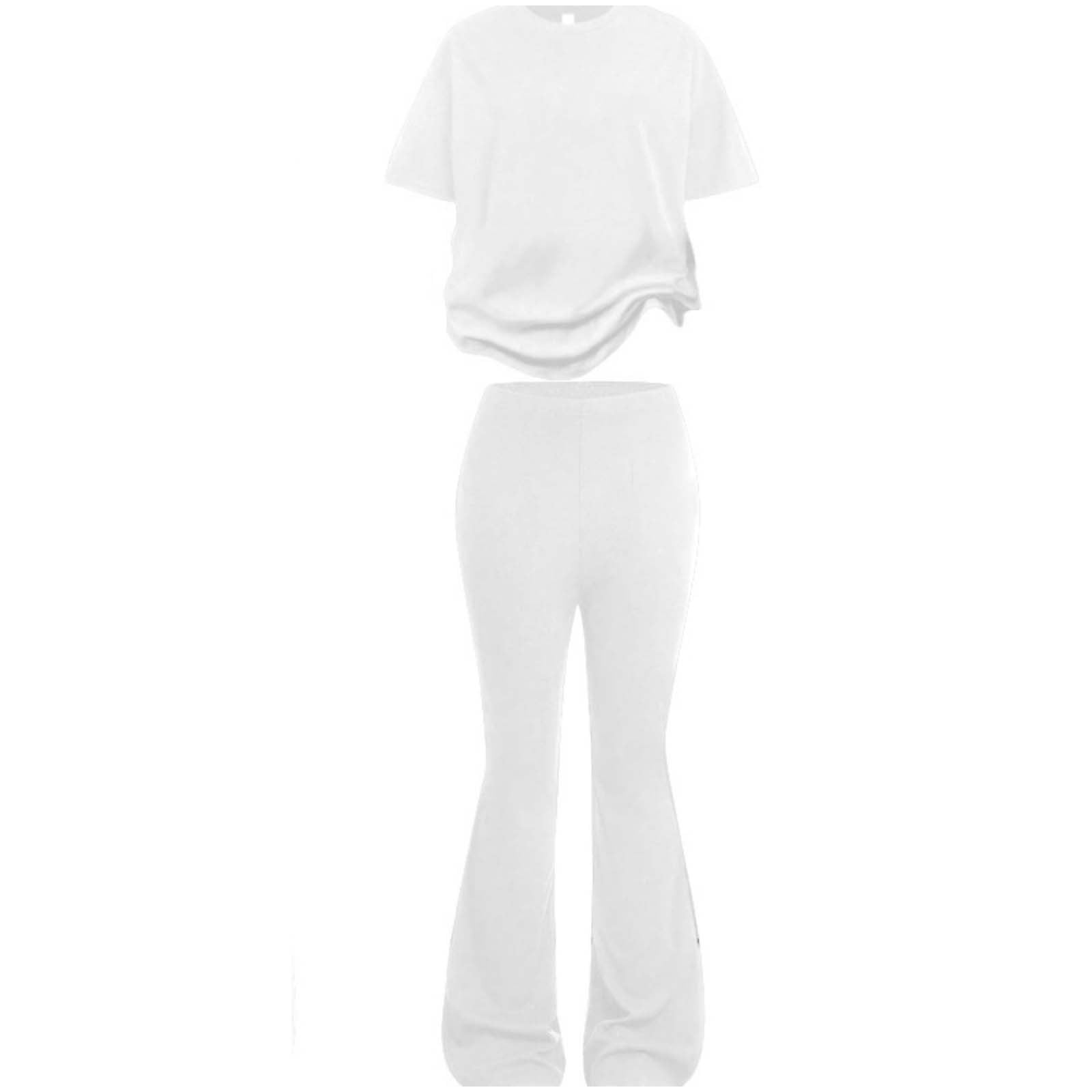 Angala Child Clothes Sets Crew Neck Short Sleeve Solid Tops With Pants ...