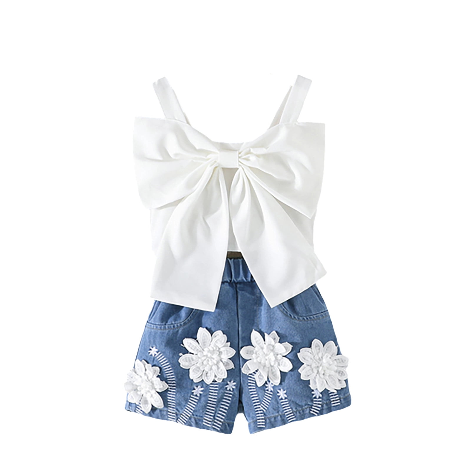 Angala Child Clothes Sets Halter Sleeveless Solid Tops With Floral ...