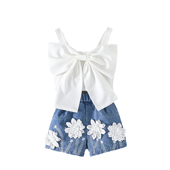 Angala Child Clothes Sets Halter Sleeveless Solid Tops With Floral ...
