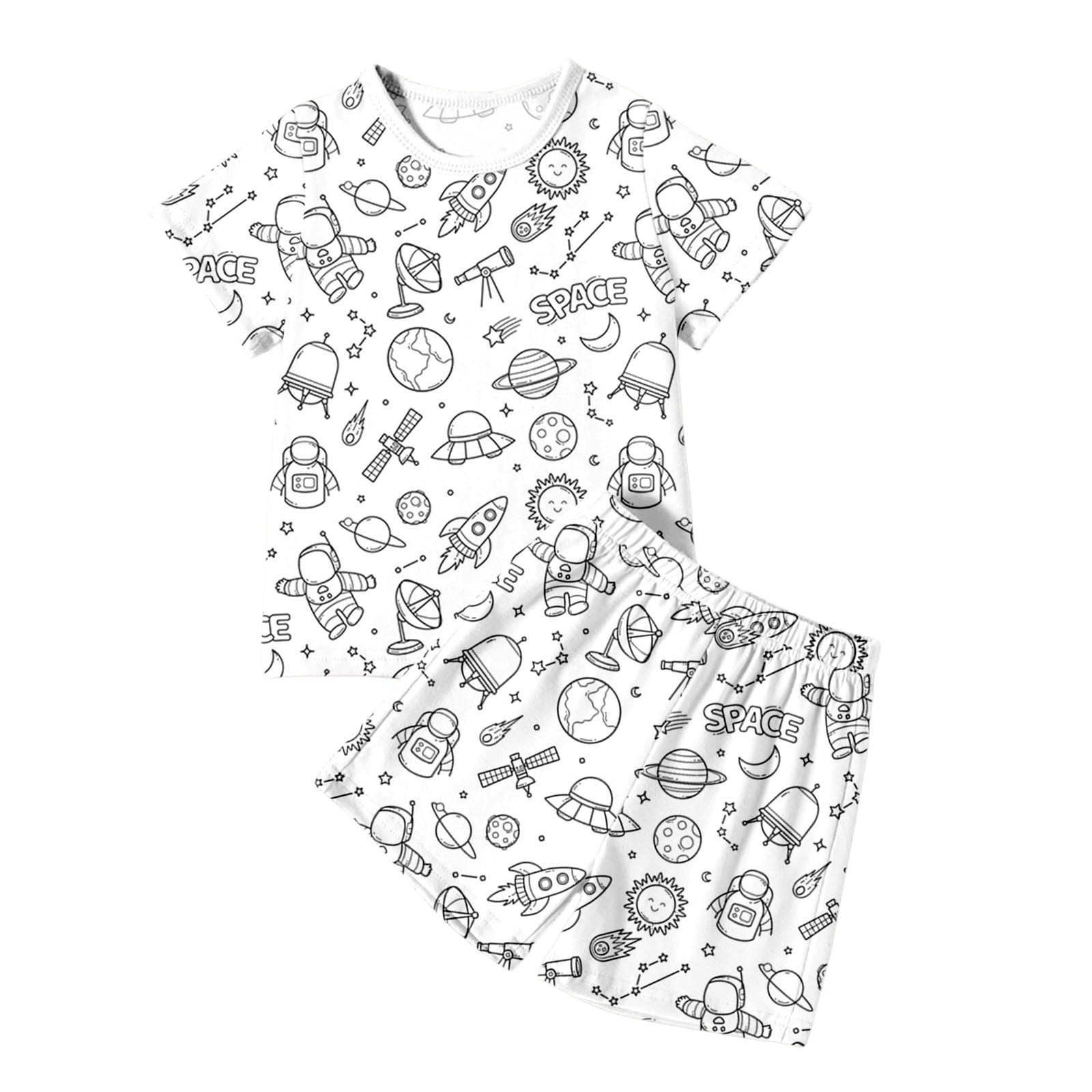 Angala Child Clothes Sets Short Sleeve Crew Neck Graphic Print Tops ...