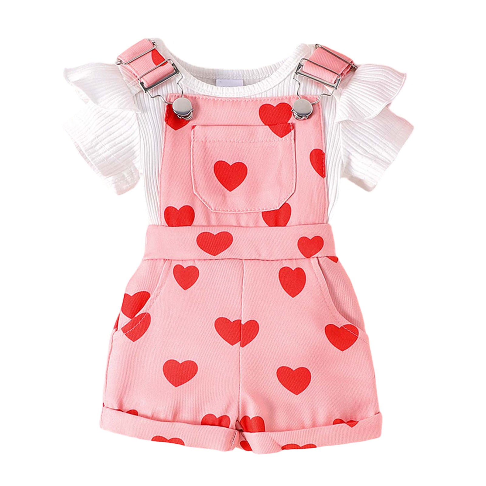 Angala Child Clothes Sets Short Sleeve Crew Neck Solid Color Tops With ...