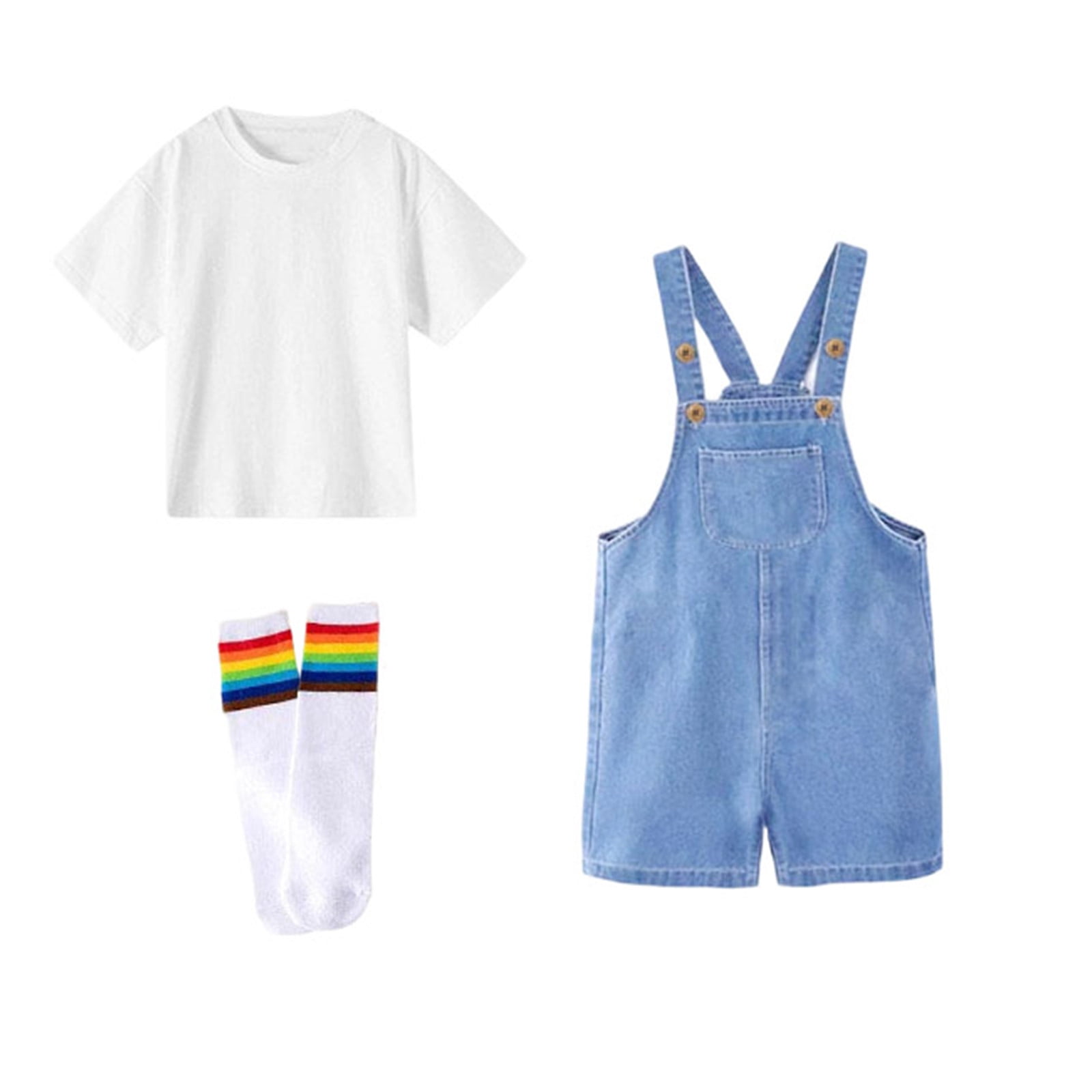 Angala Child Outfit Sets Crew Neck Short Sleeve Solid Tops With Denim ...