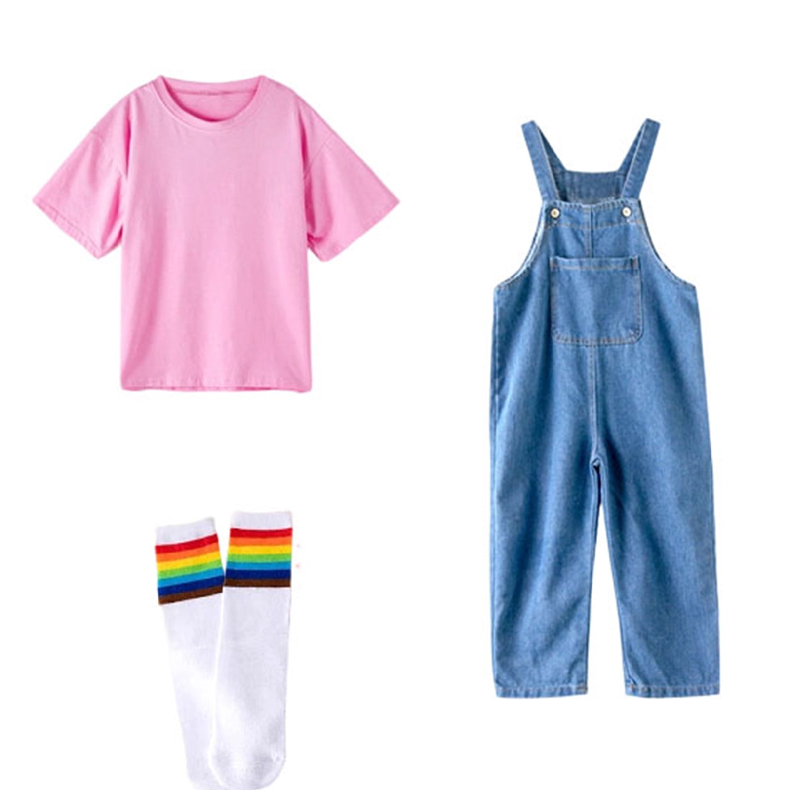 Angala Child Outfit Sets Crew Neck Short Sleeve Solid Tops With Denim ...