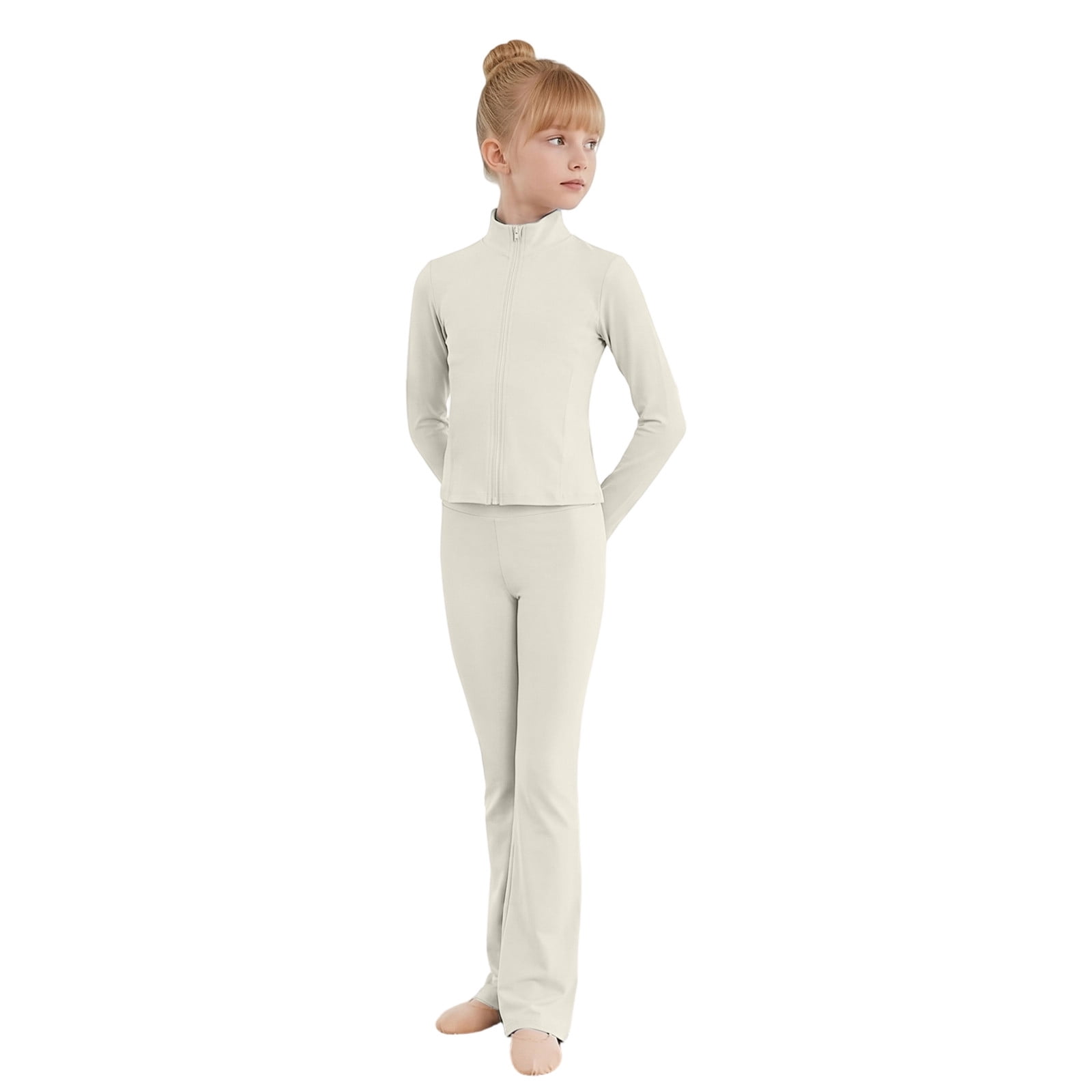 Angala Child Outfit Sets High Neck Long Sleeve Solid Zipper Tops With ...