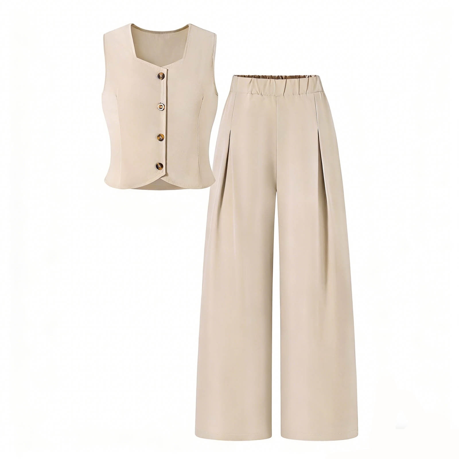 Angala Child Outfit Sets Square Neck Sleeveless Solid Tanks With Pants ...