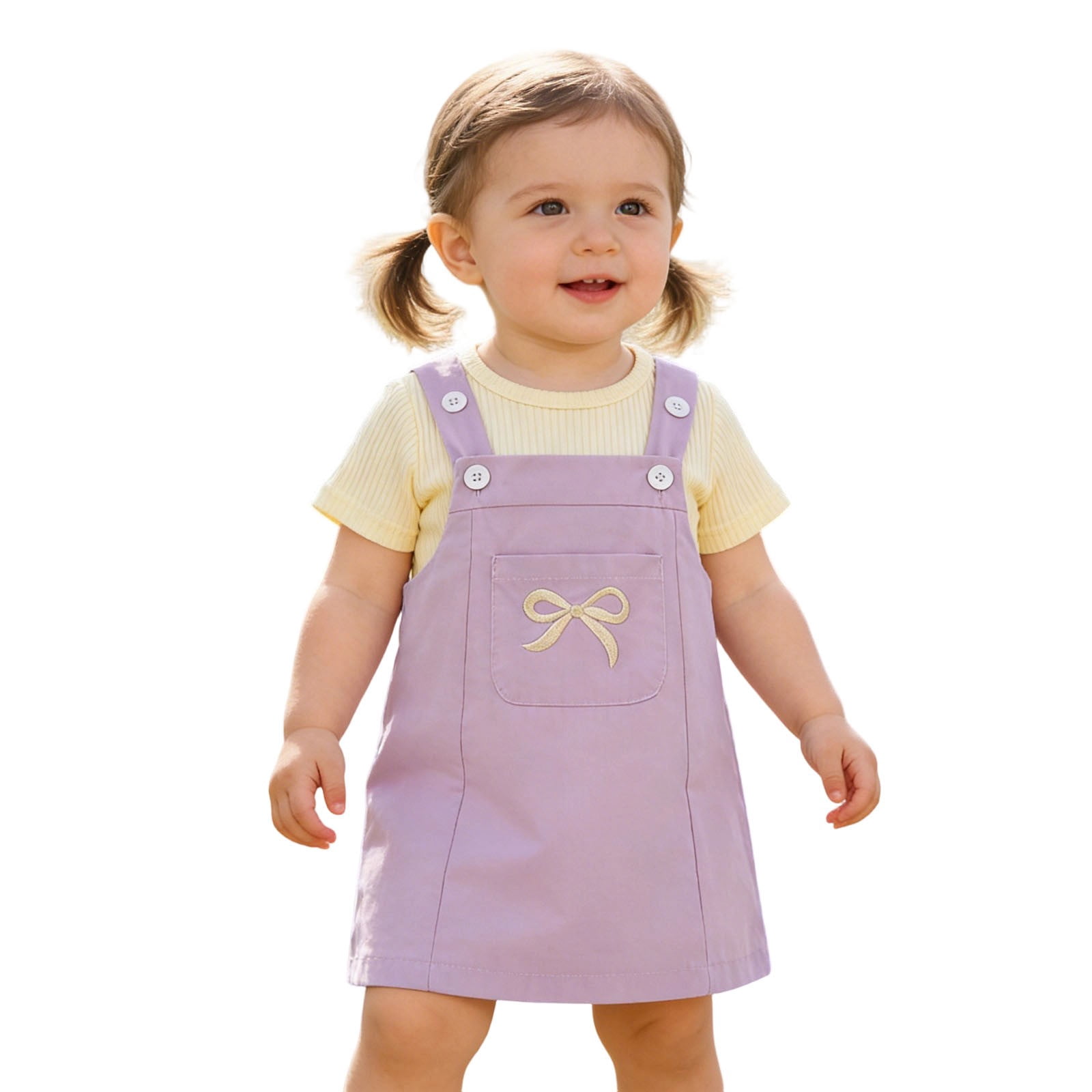 Angala Child Sets Crew Neck Short Sleeve Solid Tops With Bowknot Print ...
