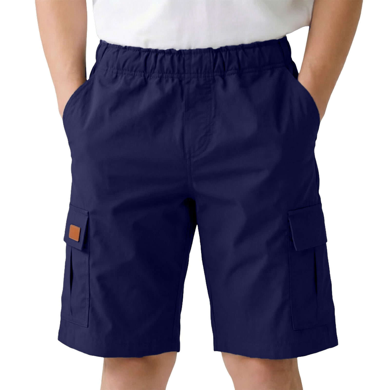 Angala Child Shorts Solid Elastic Waist Cargo Shorts Summer Stretch ...